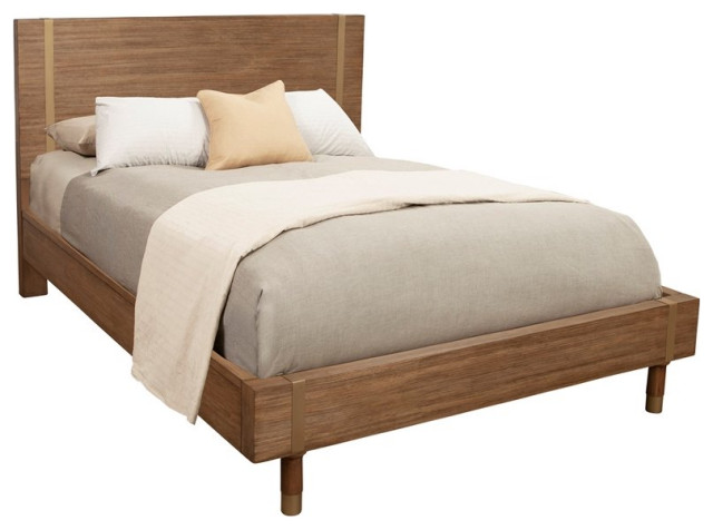 Alpine Furniture Easton Full Size Wood Platform Bed in Sand (Beige ...