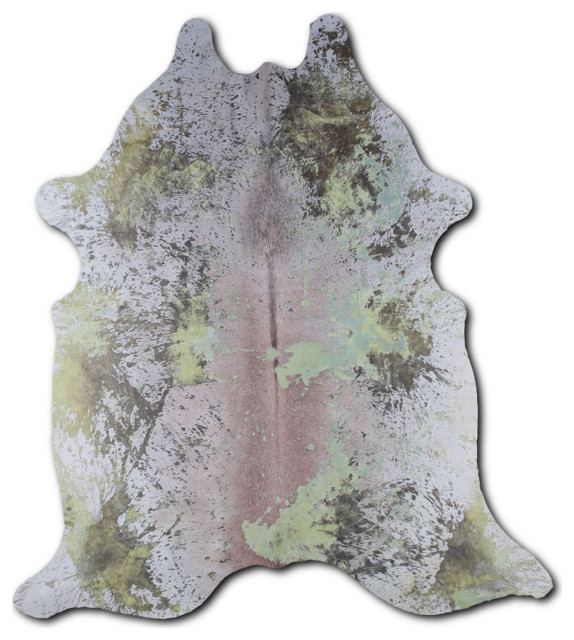 ACID WASHED HAIR ON Cowhide Rug DE DISTRESSED LIME GREEN, 5'x7' to 6'x8 ...