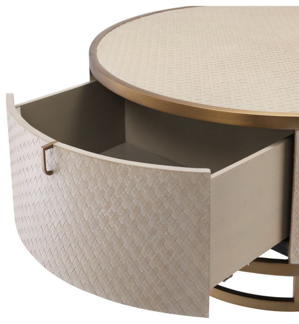 Brass Oak Round Coffee Table | Eichholtz Napa Valley - Transitional ...