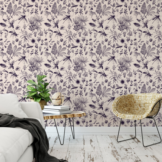 Insect Garden Retro Wallpaper by Julia Schumacher, Sample 12"x8 ...