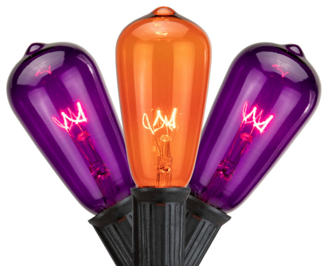 10ct Purple and Orange Edison E17 Halloween Light Set 9' Black Wire ...