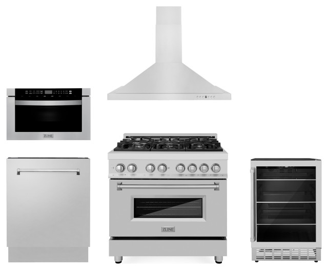5 Piece Bundle, 5KP-RARH36-MWDWV-RBV - Contemporary - Gas Ranges And ...