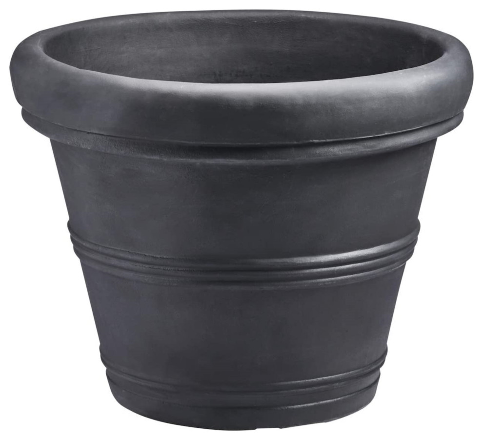 Crescent Garden Brunello Classic Rolled-Rim Plant Pot, 27" (Caviar ...