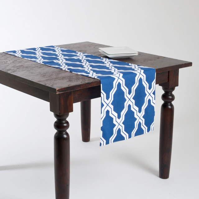 Two Tone Moroccan Design Cotton Table Runner, 16"x72" lar ...