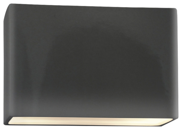 Ambiance Large Wide Rectangle Wall Sconce, Open, 12", Gloss Grey, E26 ...