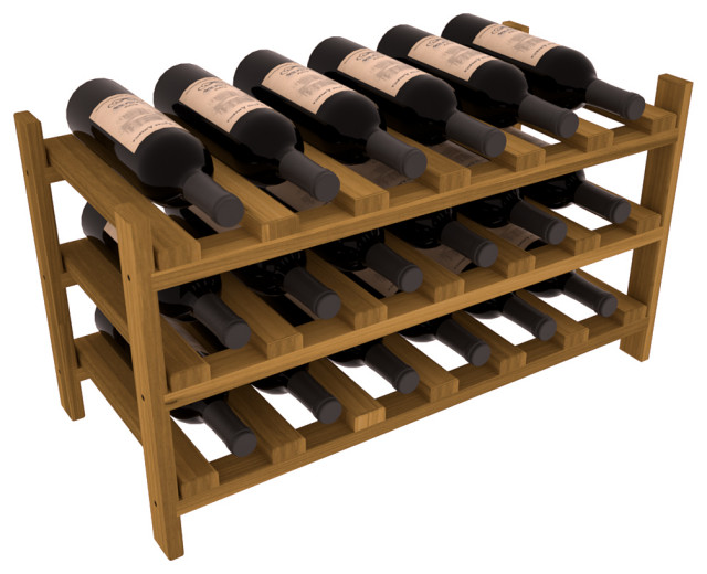 18-Bottle Stackable Wine Rack, Premium Redwood - Contemporary - Wine ...