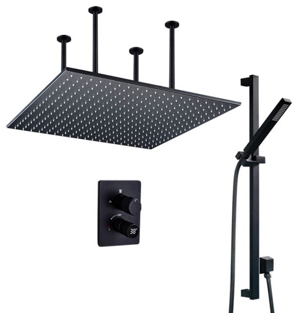 Fontana 20" LED Digital Rainfall Shower System & Handheld Shower, Matte ...
