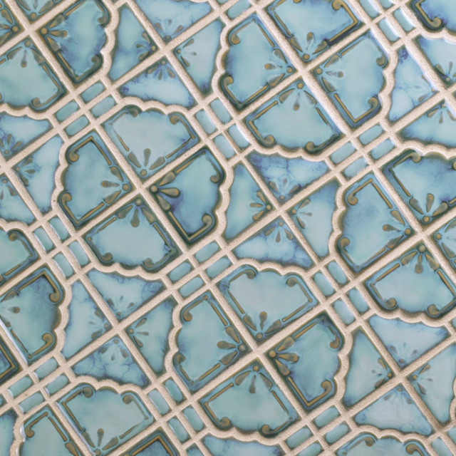 Moonbeam Diva Porcelain Mosaic Floor and Wall Tile Sample, Azure ...