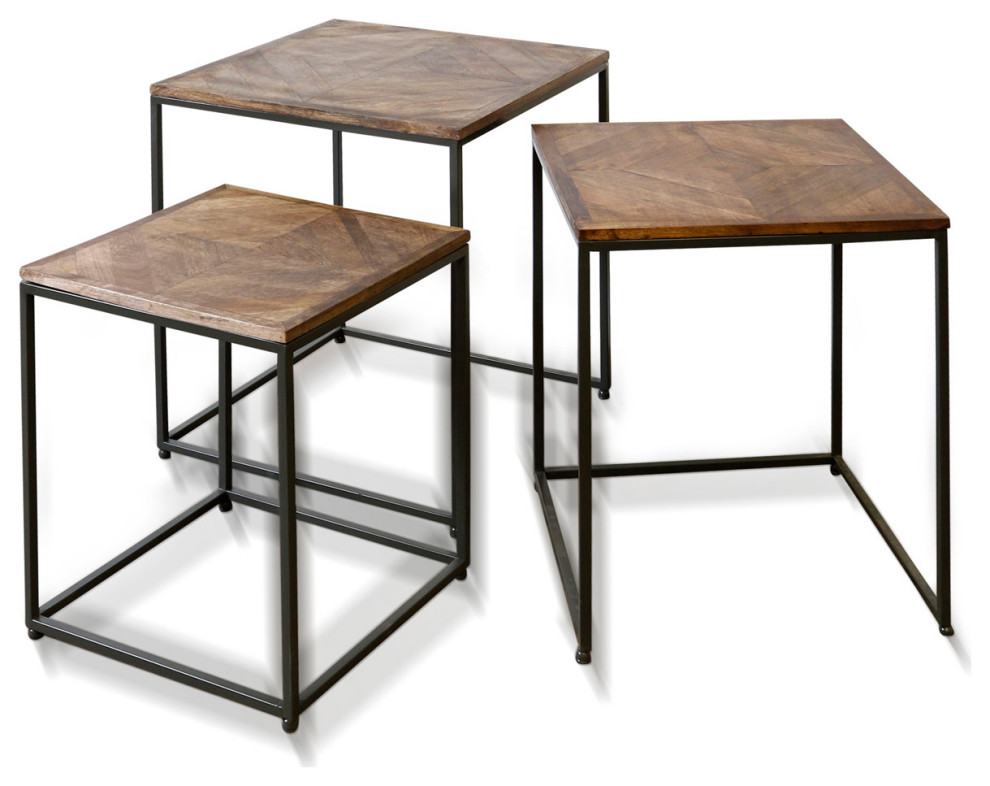 Logan End or Side Table, Natural Dark Wood - Industrial - Coffee Table ...