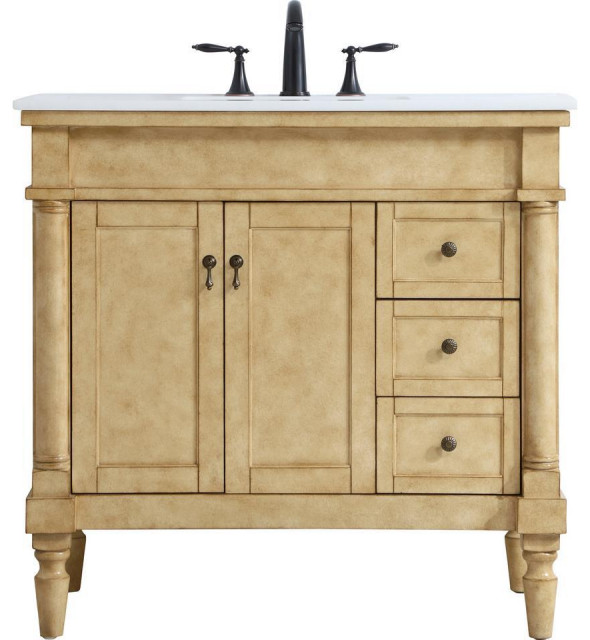 Antique Bronze 36" Bathroom Vanity, Single - Traditional - Bathroom ...