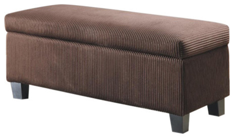 Fabric Lift-Up Storage Bench With Ribbed Designing, Chocolate ...