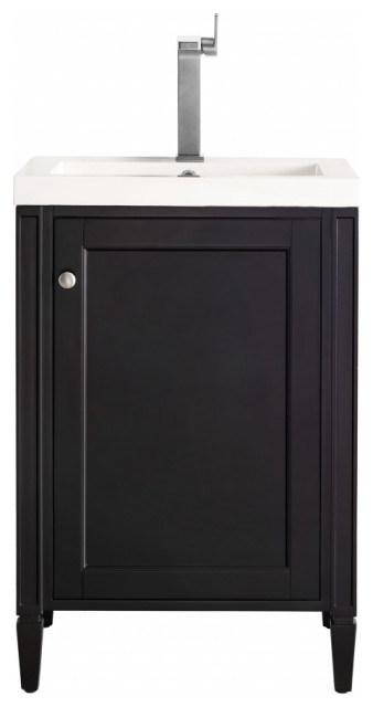 24 Inch Black Onyx Single Sink Bath Vanity White Mineral Composite ...