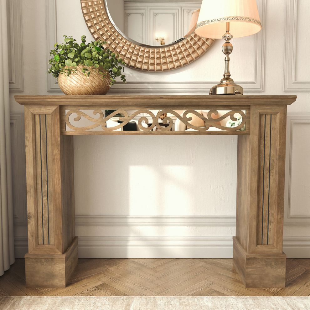 Casimo 46.5 in. Knotty Oak Rectangular Engineer Wood Console Table - Traditional - Console ...