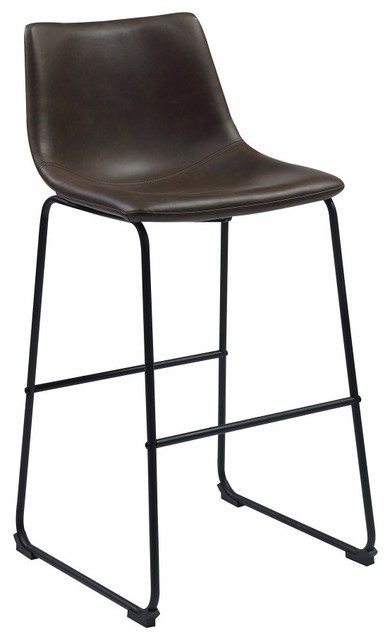 Casual Contoured Bar Height Stool, Brown, Set Of 2 - Industrial - Bar ...