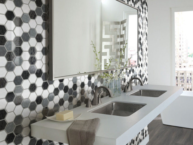 Shaw CS50V Geoscape - 11" x 12" Hexagon Geometric Mosaic Wall ...