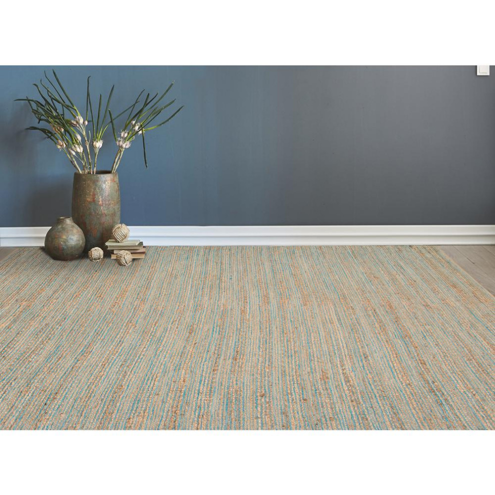 Naturals Sinclair Blue Organic Jute/Cotton Flatweave Area Rug, 8'x10 ...