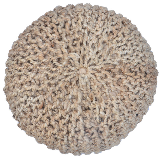 Olivia Jute Handmade Pouf - Beach Style - Floor Pillows And Poufs - by Crestview Collection | Houzz