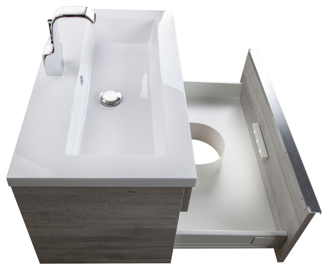 Trough Collection 30" Wall Mount Modern Bathroom Vanity, 30 ...