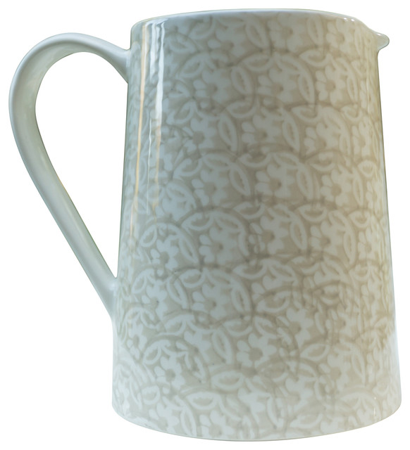 Chloe Floral 2 Liter Accent Pitcher, Beige - Transitional - Pitchers ...