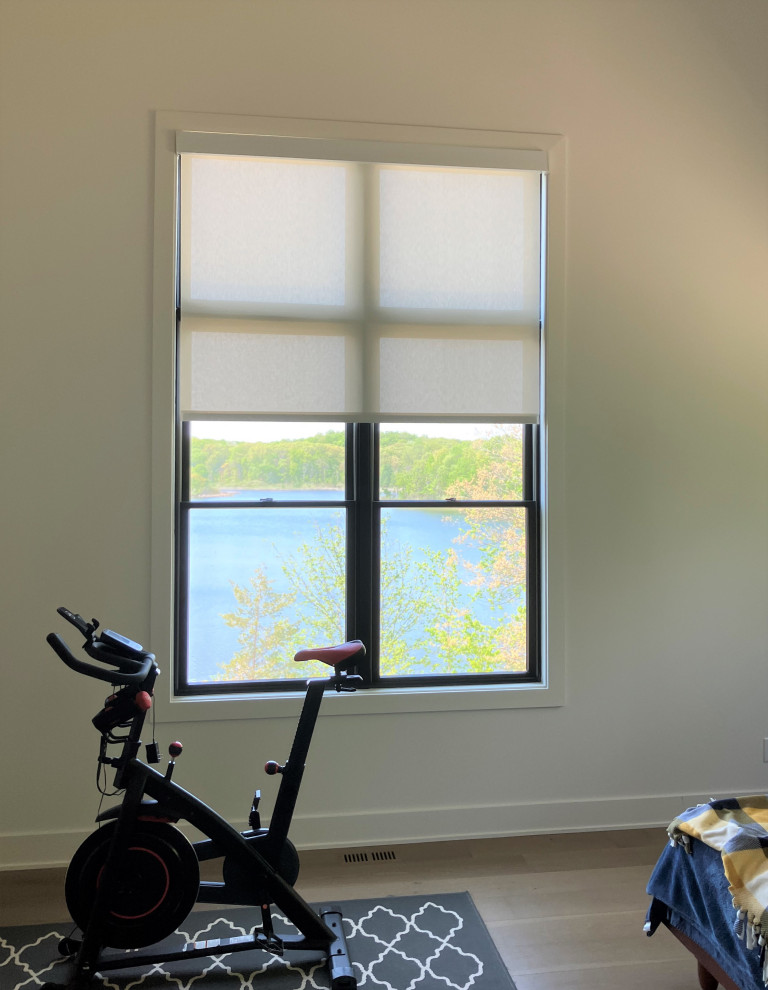 Motorized Shades for Lake House - Home Gym - Detroit - by Creative ...