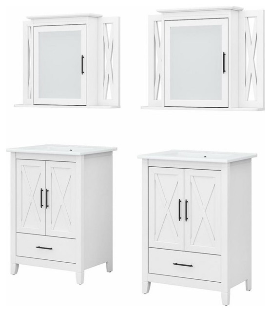 Bush Key West Engineered Wood Double Vanity Set with Sinks in White Ash ...