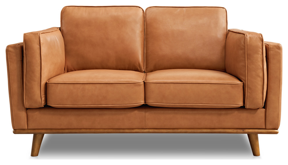 Valencia Artisan Modern Top Grain Nappa 11000 Leather Loveseat Sofa ...