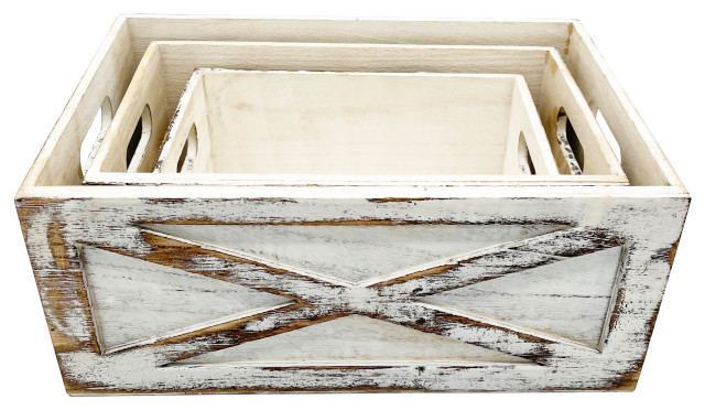 Rustic Nesting Wooden Crates Storage Container, Barn Door - Farmhouse ...