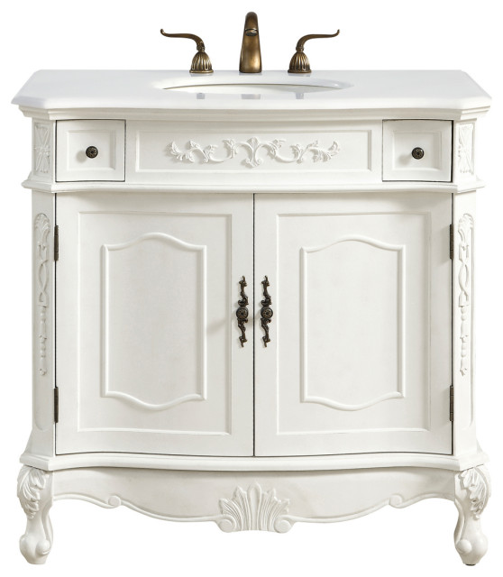 Elegant 36" Single Bathroom Vanity in Antique White - Victorian - Bathroom Vanities And Sink ...