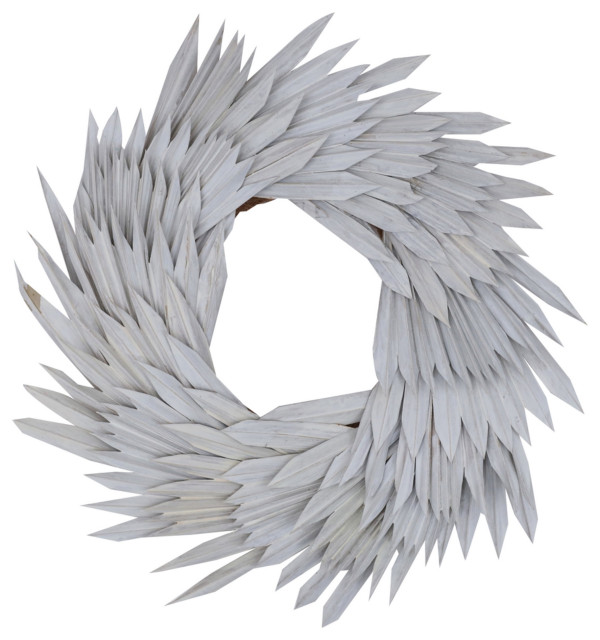 17" White Washed Palm Sun Wreath - Contemporary - Wreaths And Garlands ...