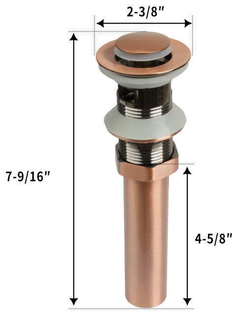 Copper Pop up Drain Stopper With Overflow 3 Years Warranty - Modern ...