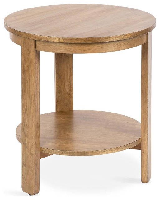 Transitional Side Table, Two Tiered Design Constructed With Hardwood ...
