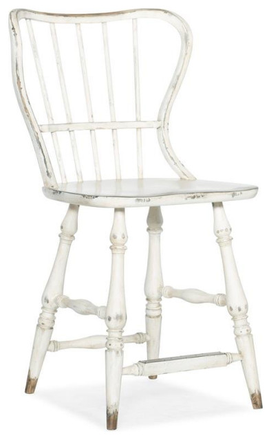 Beaumont Lane 24" Wooden Spindle Back Counter Stool in Chalky White ...