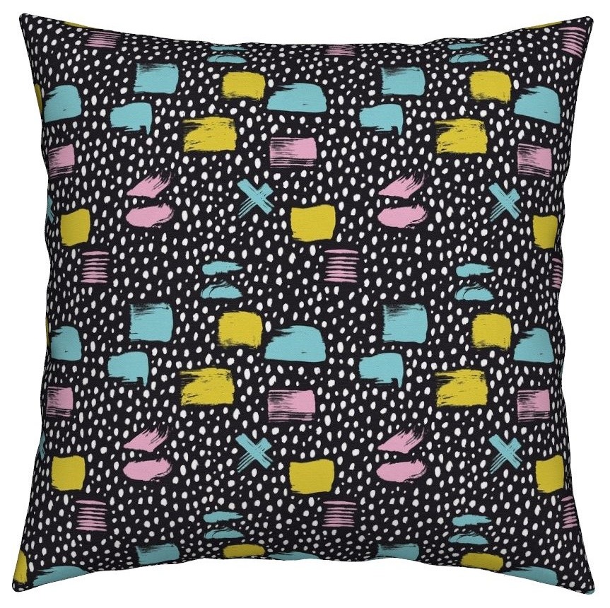 Memphis Confetti Geometric Abstract Strokes Throw Pillow - Contemporary ...
