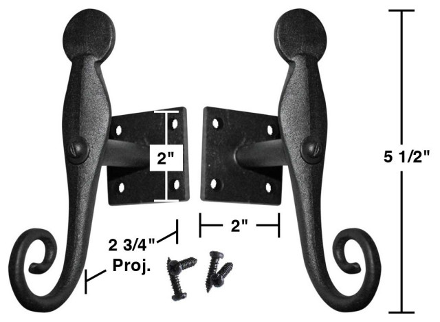 Black Shutter Dog Rat Tail Hand Forged Iron Rustproof Finish Renovators ...