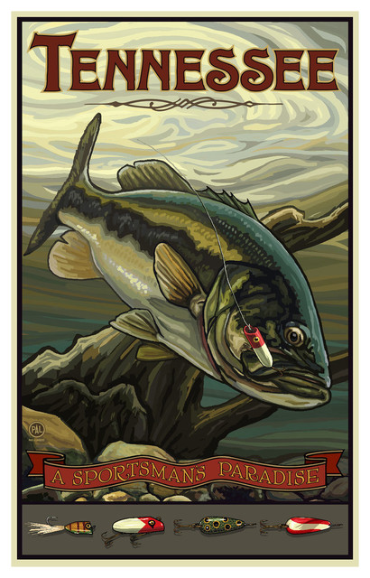 by Artist Paul A. Lanquist Tennessee Bass Art Print, 24"x36 ...