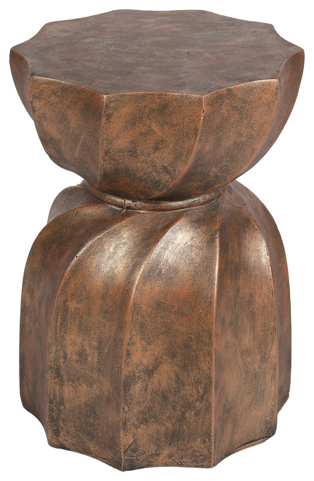 Modern Cement Indoor Outdoor Weathered Copper Side Table - Traditional ...