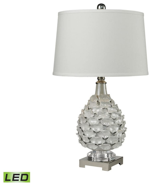 Dimond Lighting Hand Formed Ceramic LED Table Lamp In White Pearlescent ...