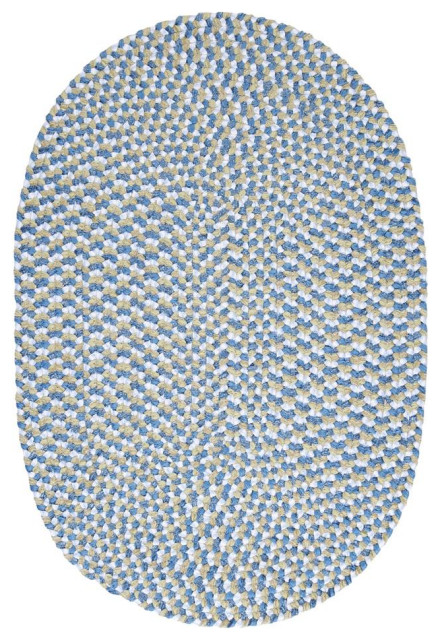 Confetti Blue 8' Round, Round, Braided Rug - Beach Style - Kids Rugs ...