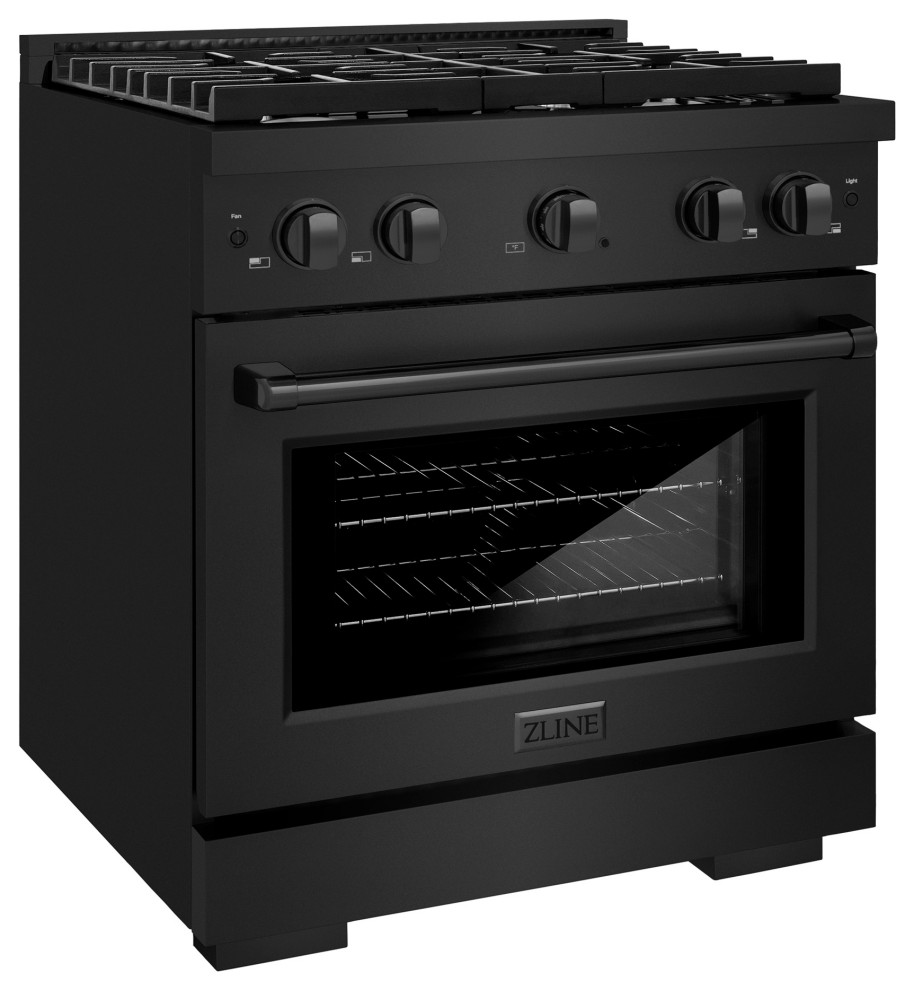 ZLINE 30 In. Freestanding Gas Range in Black Stainless Steel (SGRB-30 ...