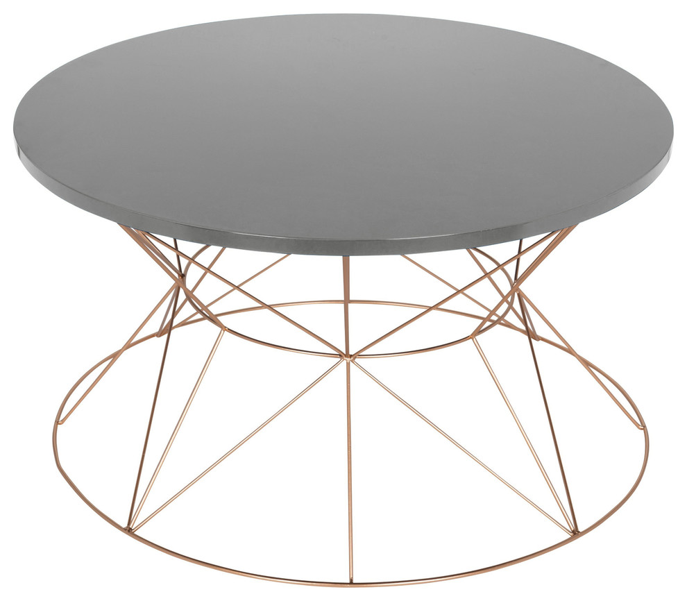Mendel Round Rose Gold Metal Coffee Table, 30x30x16.5 - Contemporary ...