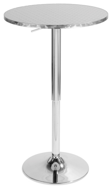 Bistro Contemporary Adjustable Round Bar Table, Silver - Contemporary ...