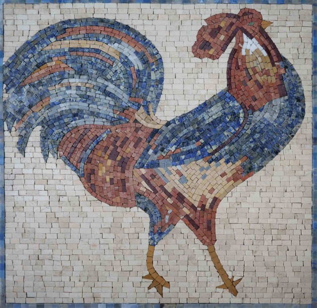 Colorful Rooster - Mosaic Home Decor, 60" x 60" - Farmhouse - Tile ...
