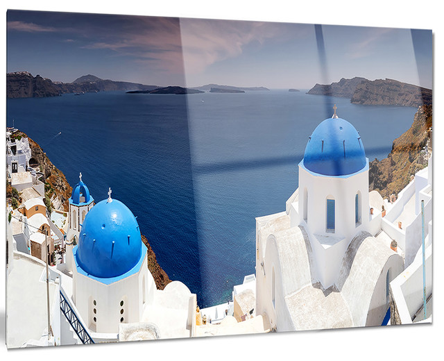 "Blue Doomes Churches Panorama" Metal Wall Art, 28"x12" - Beach Style ...