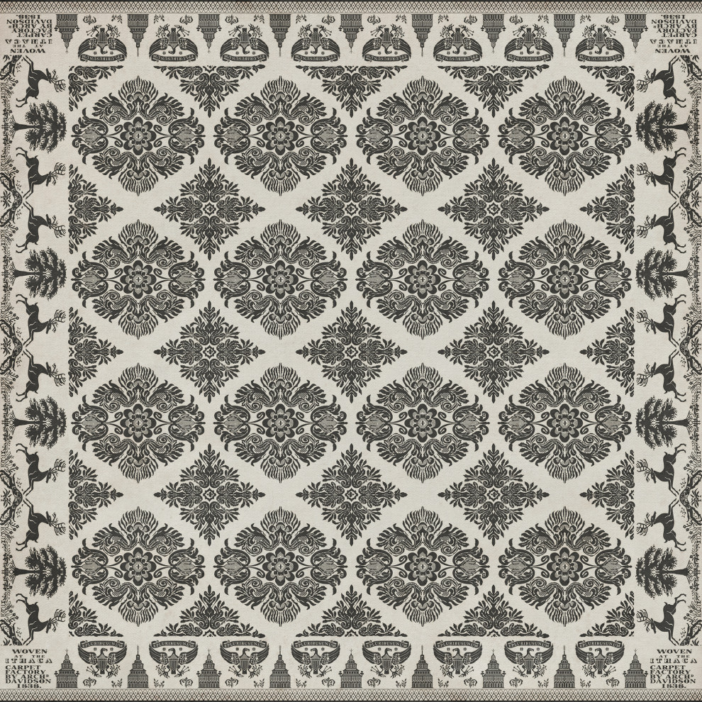 Williamsburg Archibald, To Nobodaddy 72x72 Vinyl Floorcloth, Cream/Aged ...
