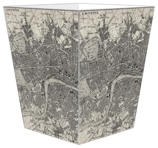 Antique London Map Wastepaper Basket - Traditional - Wastebaskets - by ...