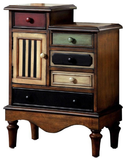Wooden Accent Chest, 5 Drawers, Antique Walnut - Traditional - Accent ...