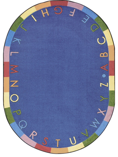 Rainbow Alphabet 7'8" x 10'9" Oval area rug in color Pastel ...