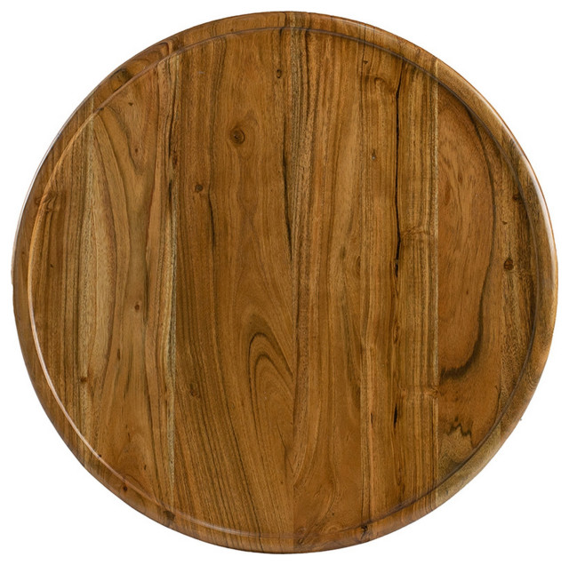 Benzara Round Accent Side Table, Mango Wood, Barrel Shape, Classic ...