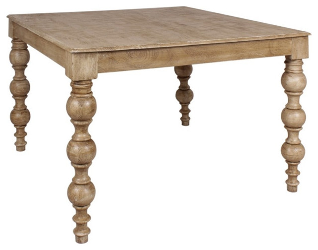 Casartis Living James 48" Square Farmhouse Wood Dining Table in Natural ...