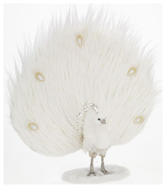 Mark Roberts 2021 Feathered Peacock, White, 17 inch - Contemporary ...
